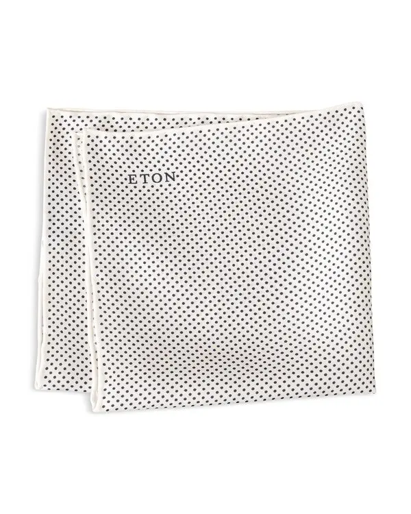 Eton Polka Dot Silk Pocket Square - Natural