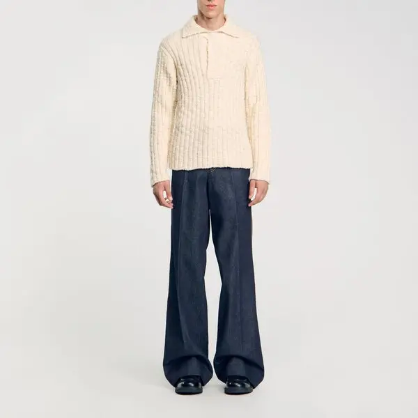 Sandro Chunky Knit Polo Sweater