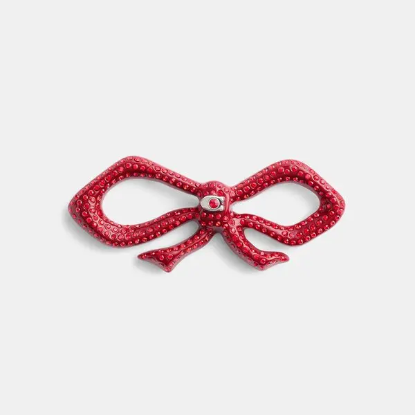 Coach Pavé Bow Barrette In Silver/Red - 40% Off | Editorialist display picture 3