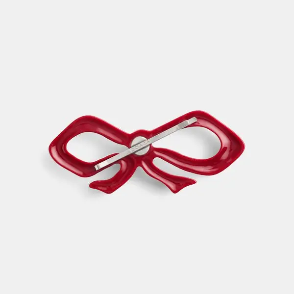 Coach Pavé Bow Barrette In Silver/Red - 40% Off | Editorialist