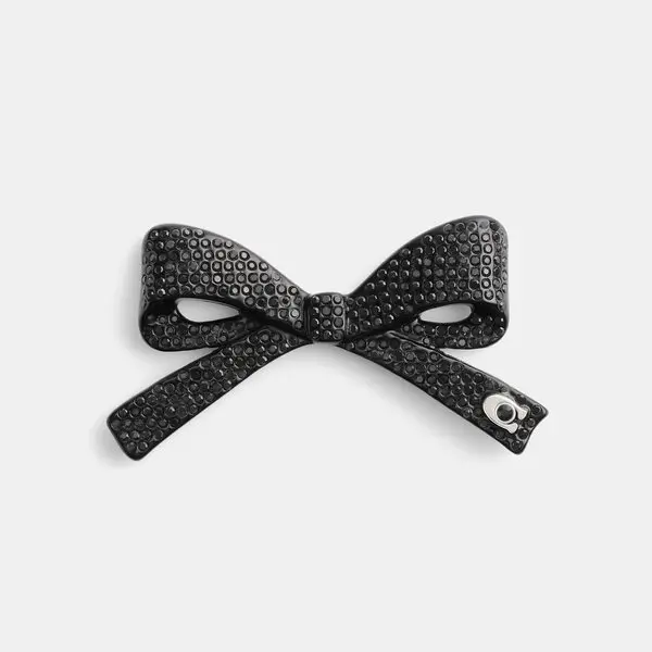 Coach Pave Bow Barrette Coach Pavé Bow Barrette In Silver/Black - 30% Off | Editorialist main image 4