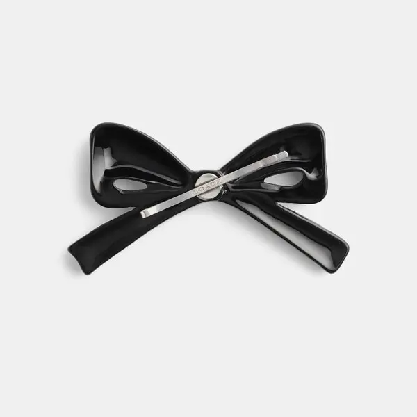 Coach Pavé Bow Barrette In Silver/Black - 30% Off | Editorialist display picture 3