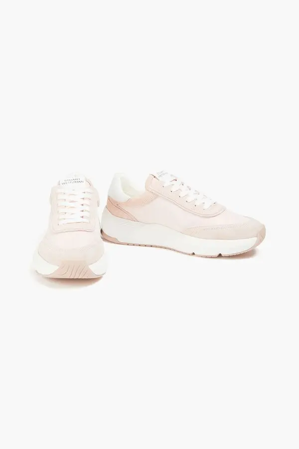 STUART WEITZMAN Glide Mesh And Suede Sneakers