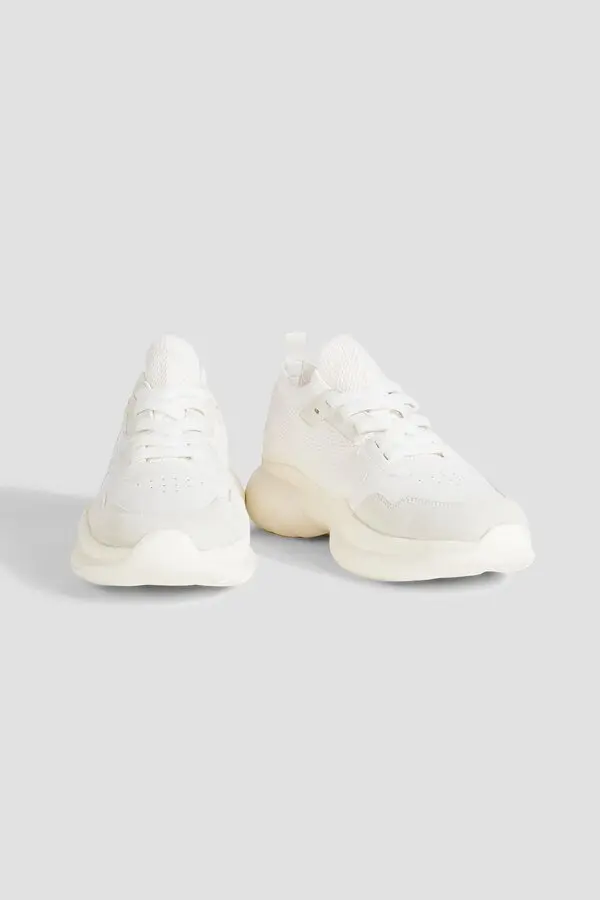 STUART WEITZMAN Leather, Suede And Stretch-knit Sneakers