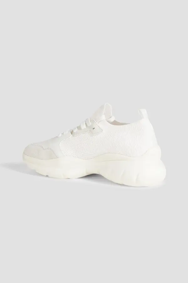 STUART WEITZMAN Leather, Suede And Stretch-knit Sneakers