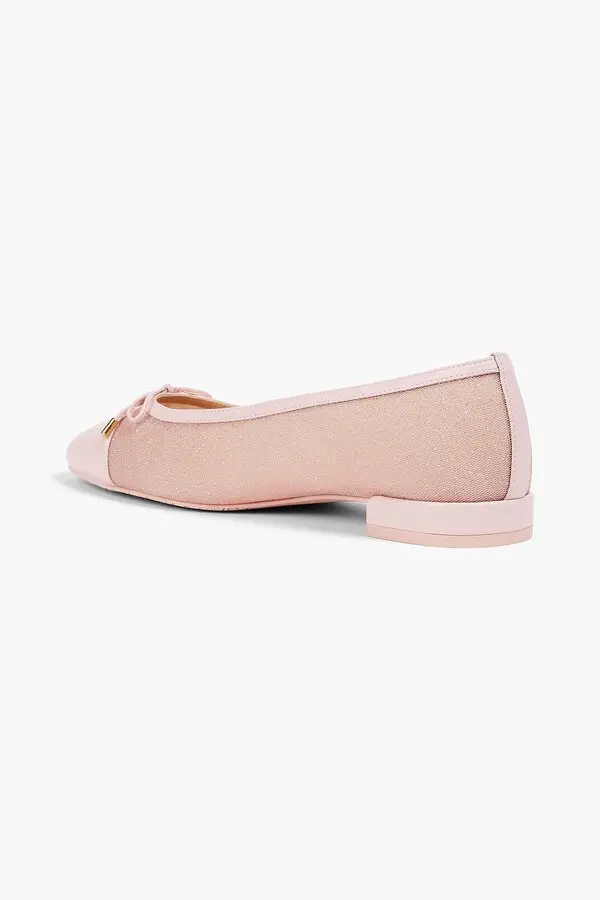STUART WEITZMAN Sleek Glittered Mesh Ballet Flats