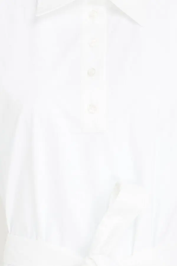 Thom Browne Pleated Cotton-poplin Midi Shirt Dress - White