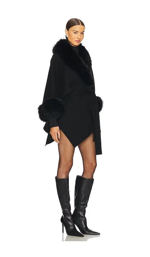 Alice + Olivia Joanne Sweater Coat With Faux Fur Trim - Black