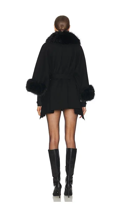 Alice + Olivia Joanne Sweater Coat With Faux Fur Trim - Black