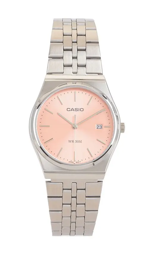 Casio Metallic Silver Watch - Pink