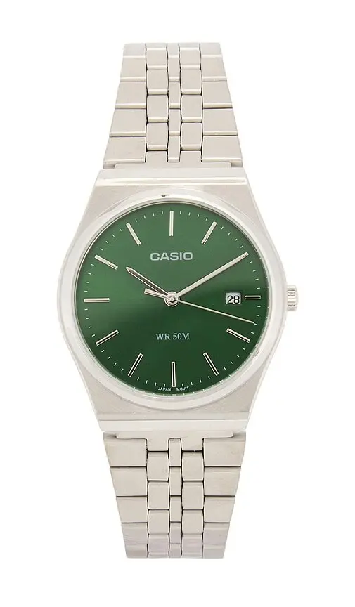 Casio Metallic Finish Watch - Silver & Green