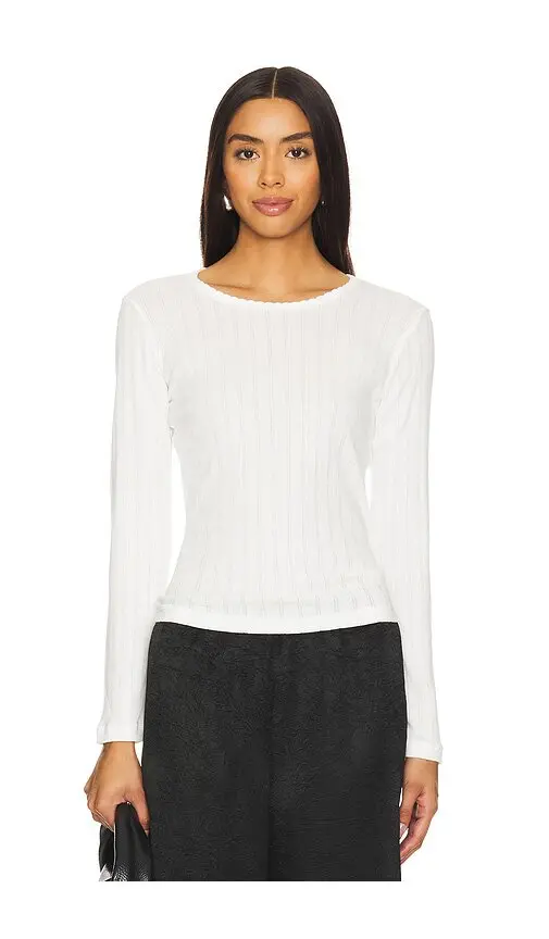 LESET Pointelle Long Sleeve - White