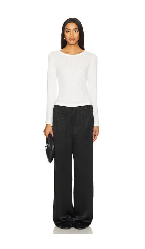 LESET Pointelle Long Sleeve - White
