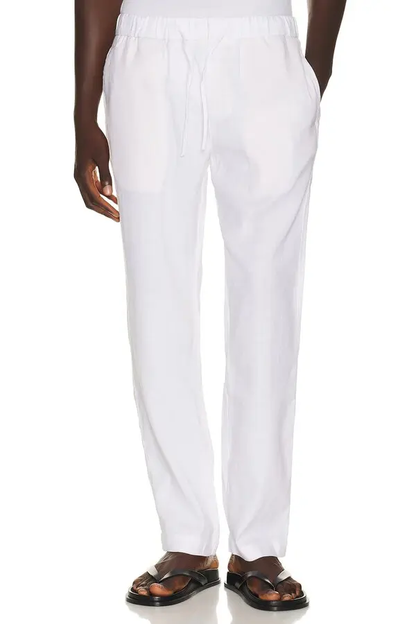 Frescobol Carioca Oscar Linen Chino Pant In Blue - White