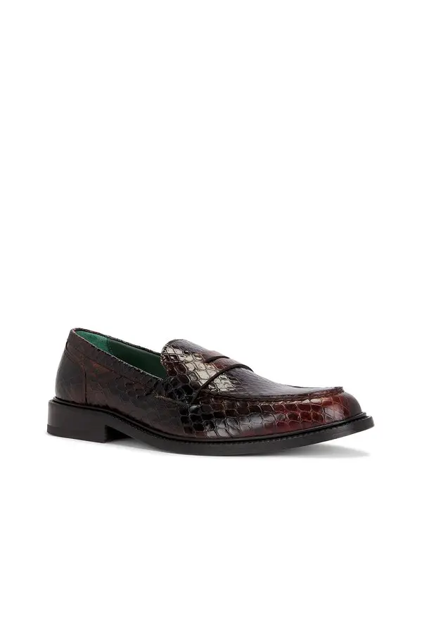 VINNY'S Townee Penny Loafer - Dark Brown Python Pattern