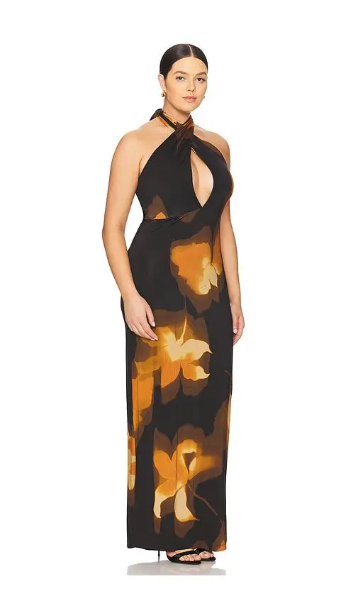 AFRM Genie Halterneck Maxi Dress With Cut-out Detail