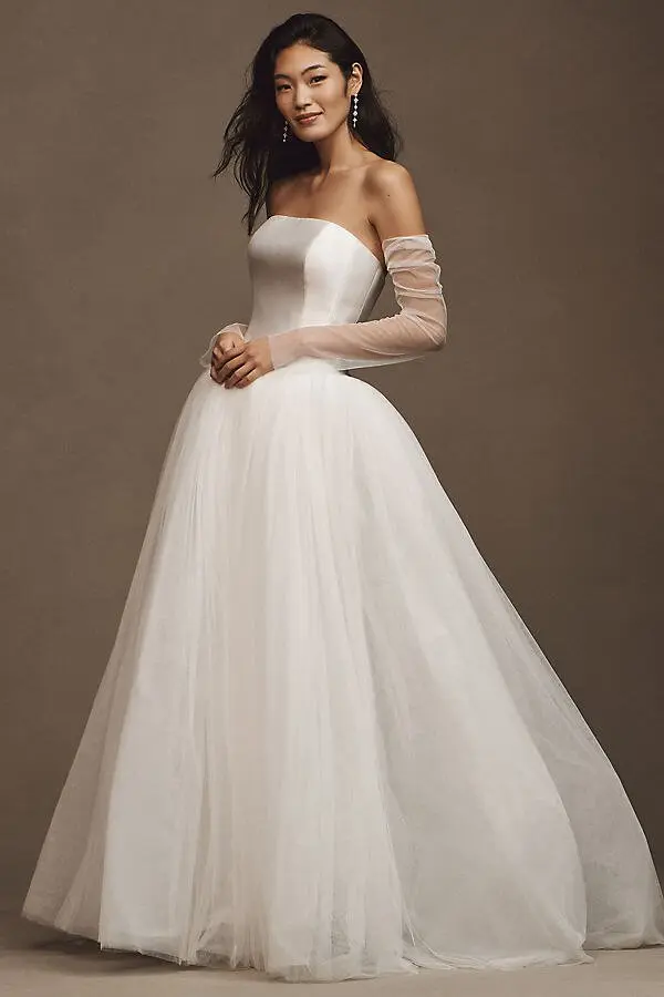 Jenny Yoo Georgina Strapless Corset Tulle Wedding Gown In Ivory - 25% Off |  Editorialist