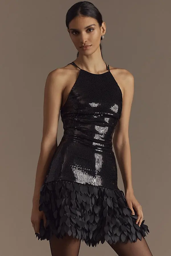 Tadashi Shoji Sequin Fit & Flare Mini Dress In Black - 29% Off |  Editorialist