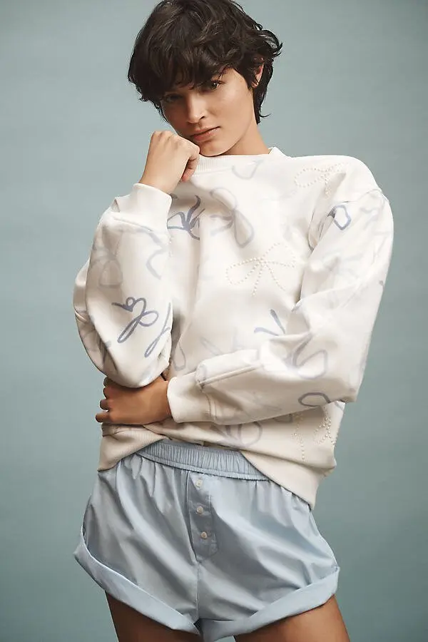 Anthropologie Pearl " I Do" Bow Crew-neck Sweatshirt