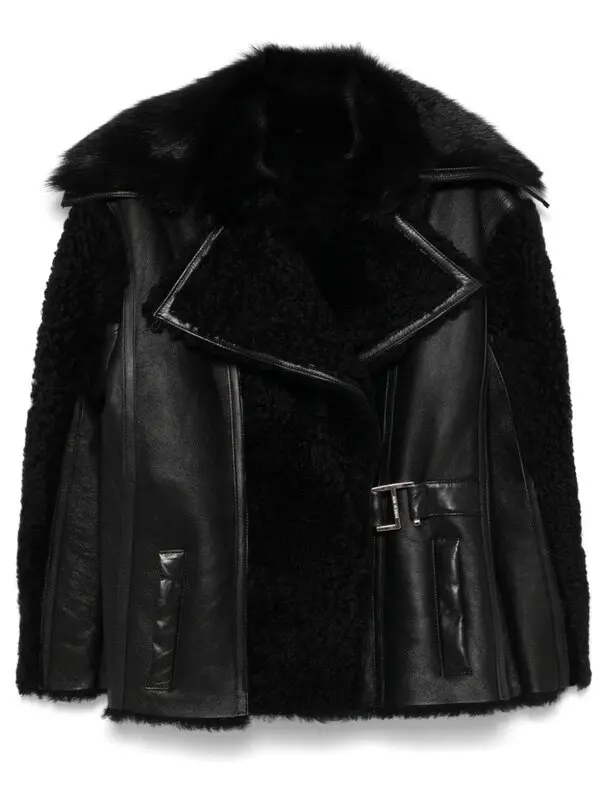 Patrizia Pepe Panelled Leather Jacket In Black - 40% Off