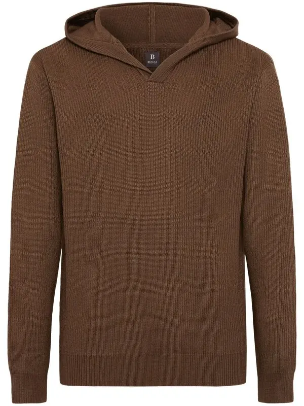 Boggi Milano V-neck Wool Hoodie