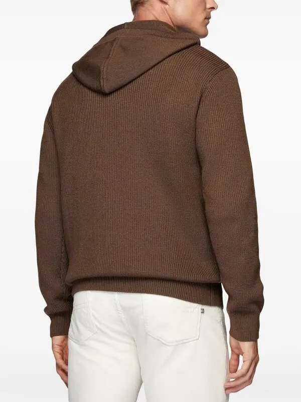 Boggi Milano V-neck Wool Hoodie
