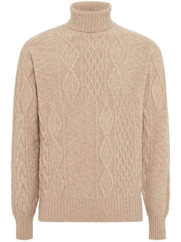 Boggi Milano Knit Polo Neck Sweater - Brown