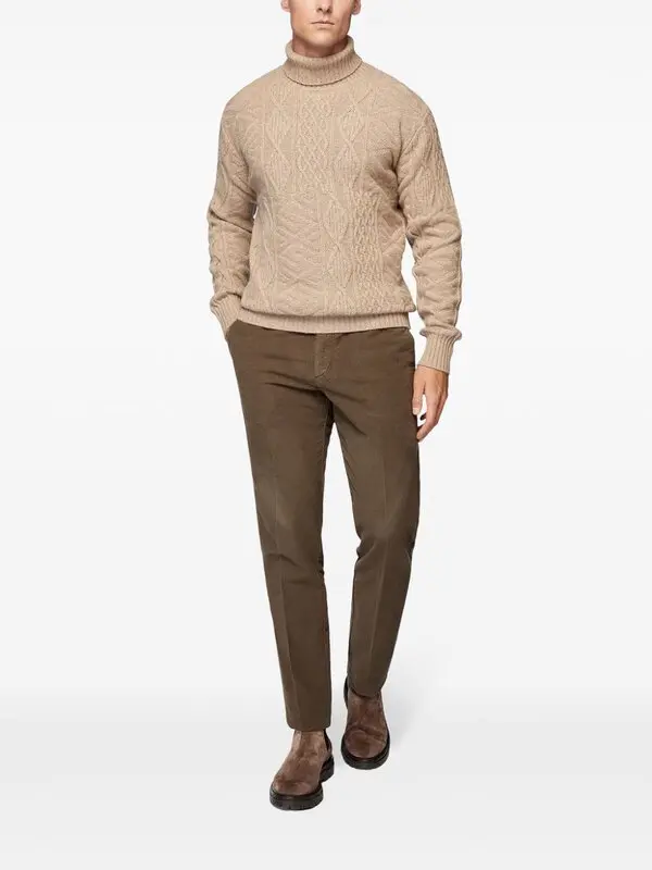 Boggi Milano Knit Polo Neck Sweater - Brown