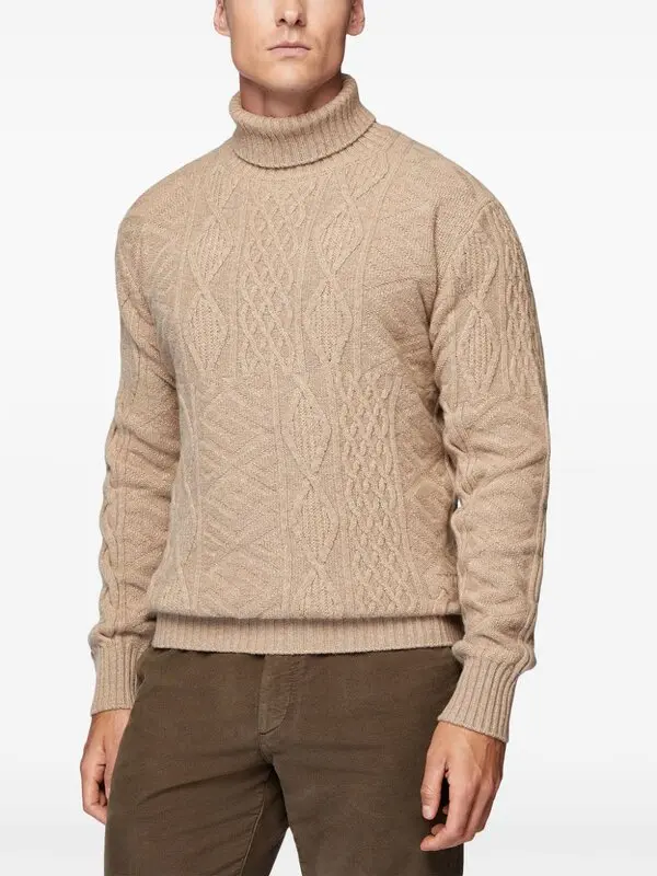 Boggi Milano Knit Polo Neck Sweater - Brown