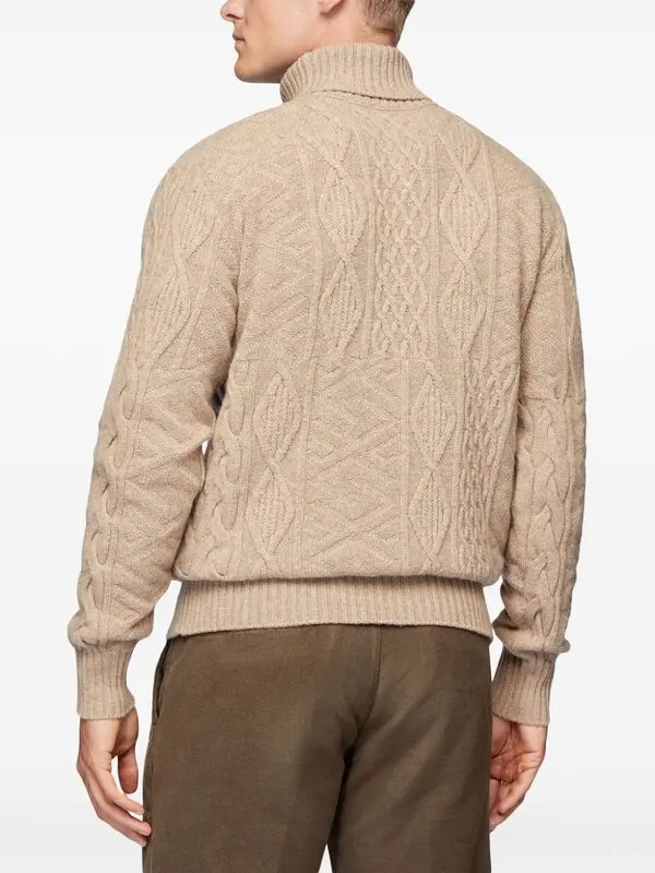 Boggi Milano Knit Polo Neck Sweater - Brown