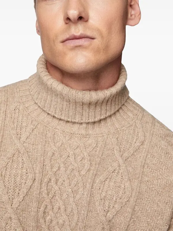 Boggi Milano Knit Polo Neck Sweater - Brown