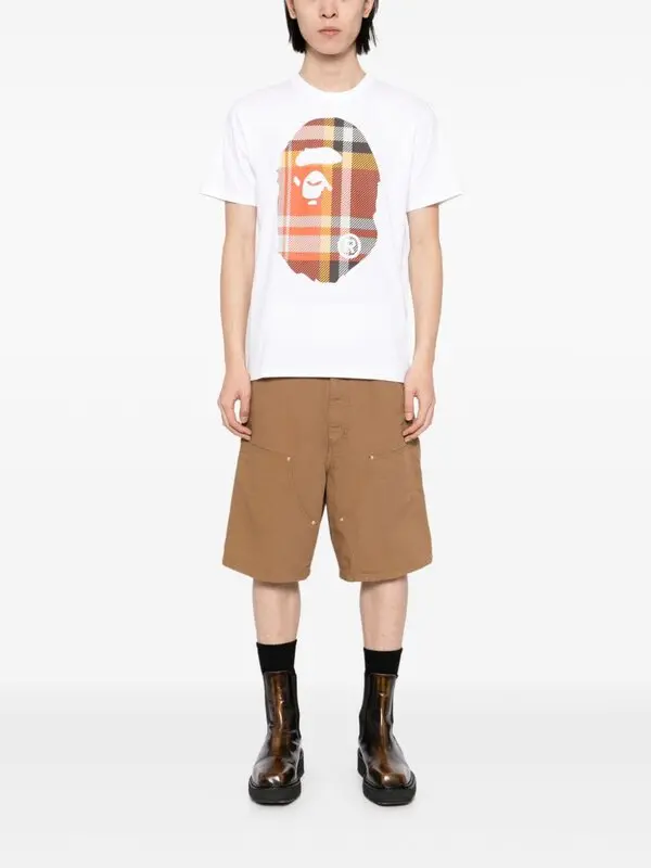 A BATHING APE Checked Big-ape Head T-shirt