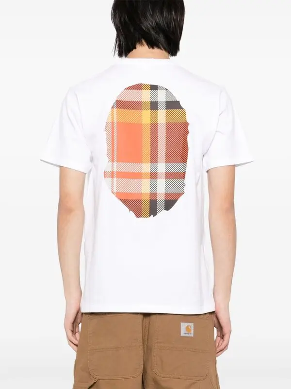 A BATHING APE Checked Big-ape Head T-shirt