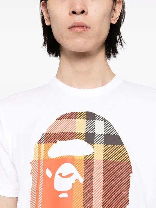 A BATHING APE Checked Big-ape Head T-shirt