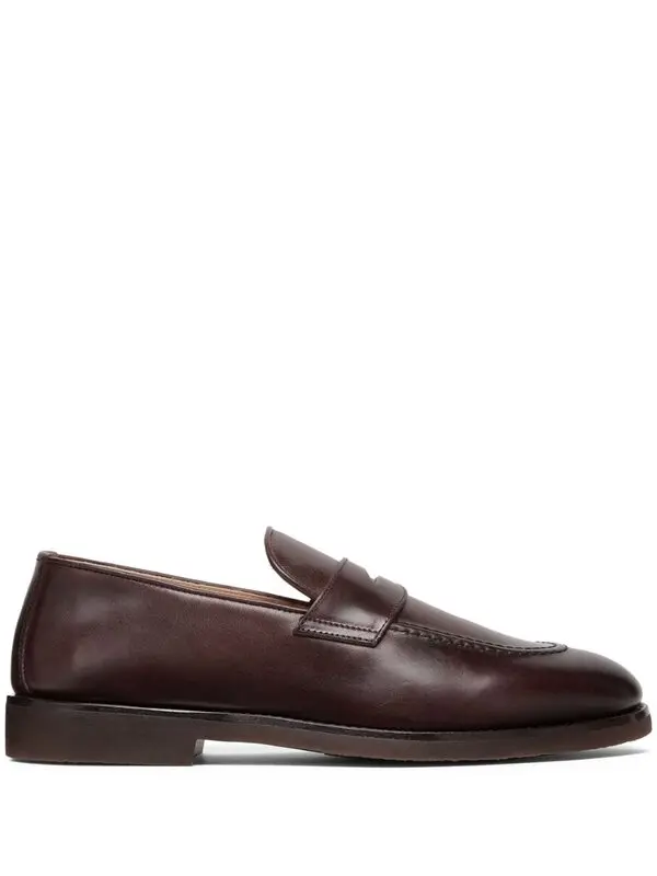 Brunello Cucinelli Polished Leather Loafers - Brown