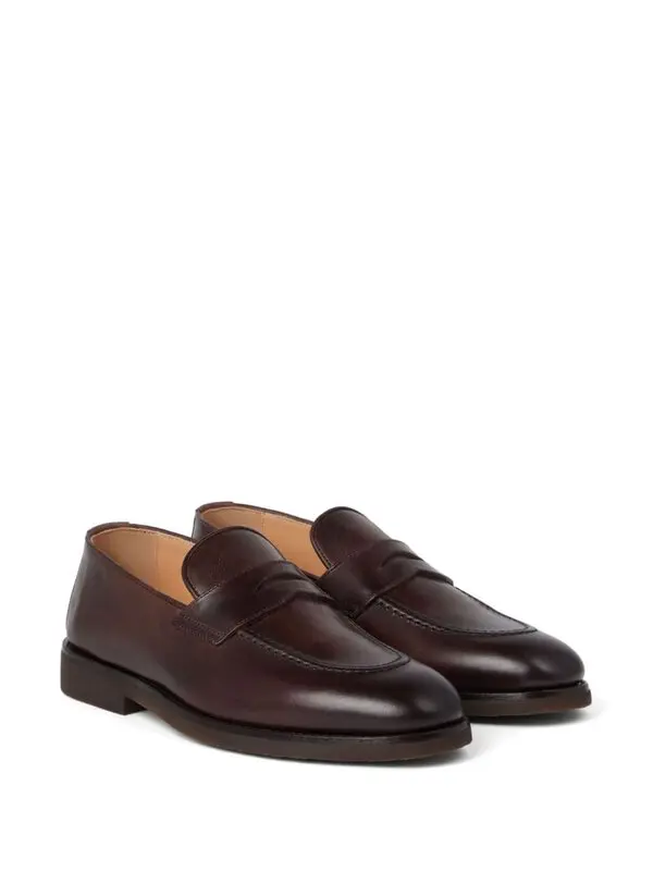 Brunello Cucinelli Polished Leather Loafers - Brown