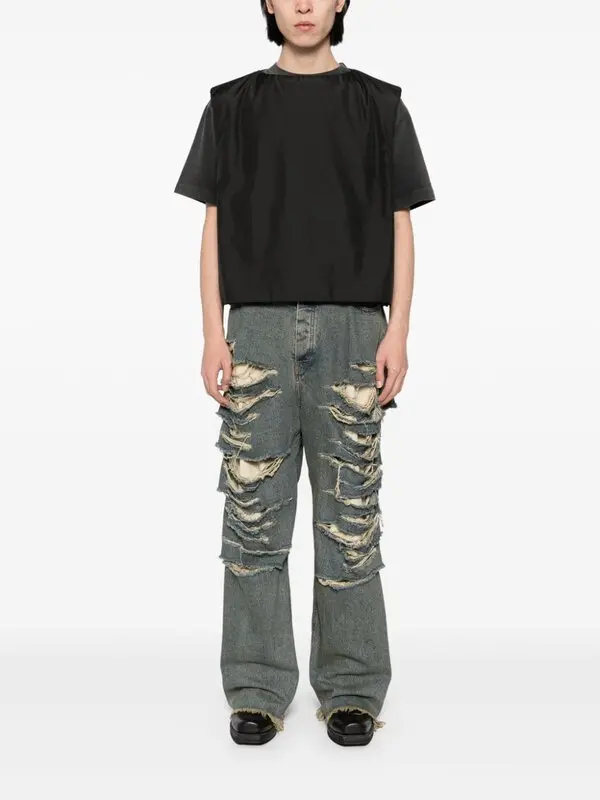 424 Ripped Wide Leg Jeans