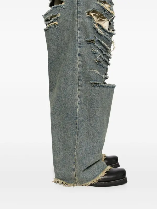 424 Ripped Wide Leg Jeans