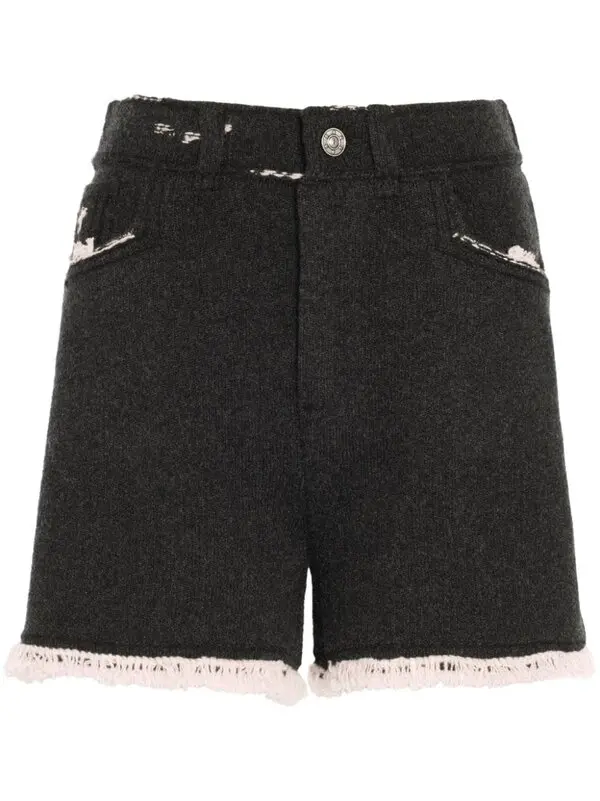 BARRIE Fine-knit Fringed Shorts - Black