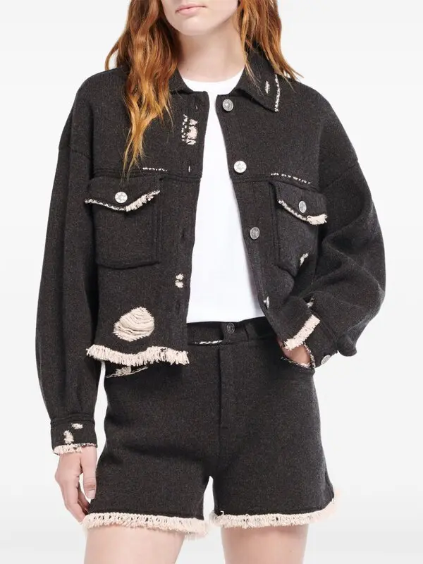 BARRIE Fine-knit Fringed Shorts - Black