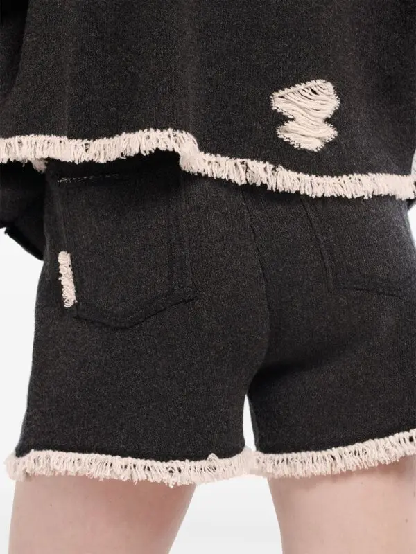 BARRIE Fine-knit Fringed Shorts - Black