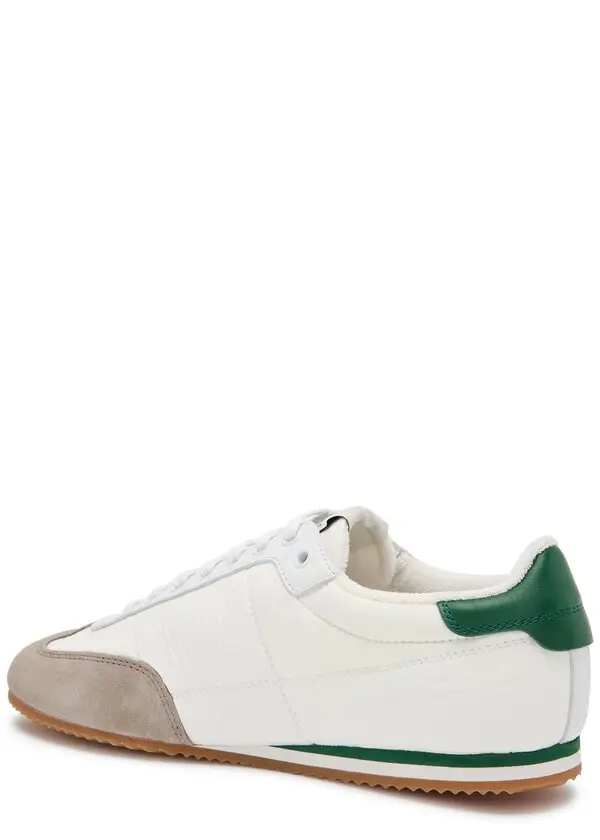 Saint Laurent Panelled Crinkled-effect Sneakers - White And Green