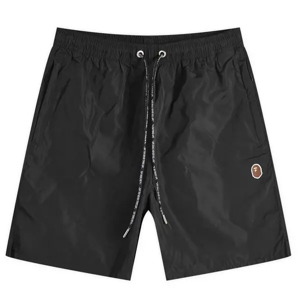 A BATHING APE Ape Head Nylon Beach Short - Black