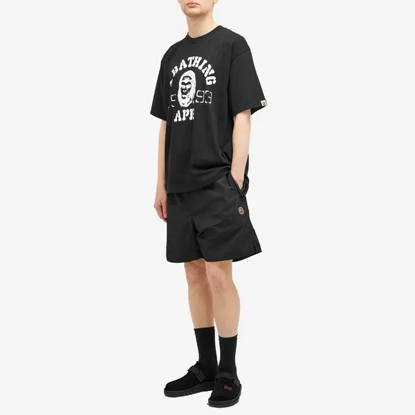 A BATHING APE Ape Head Nylon Beach Short - Black