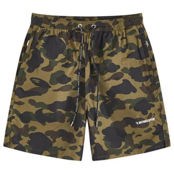 A BATHING APE 1st Camo Nylon Beach Short - Green