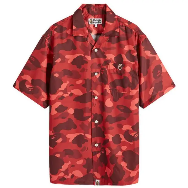 A BATHING APE Colour Camo One Point Vacation Shirt - Red