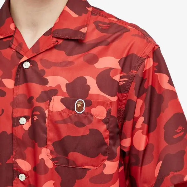 A BATHING APE Colour Camo One Point Vacation Shirt - Red