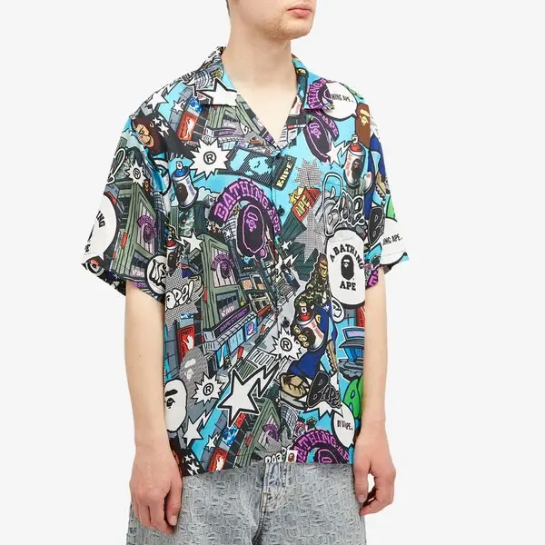 A BATHING APE Comic Art Vacation Shirt