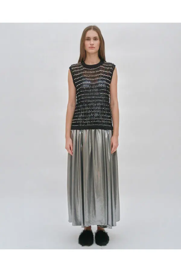 Rosetta Getty Beaded Crochet Sweater Vest