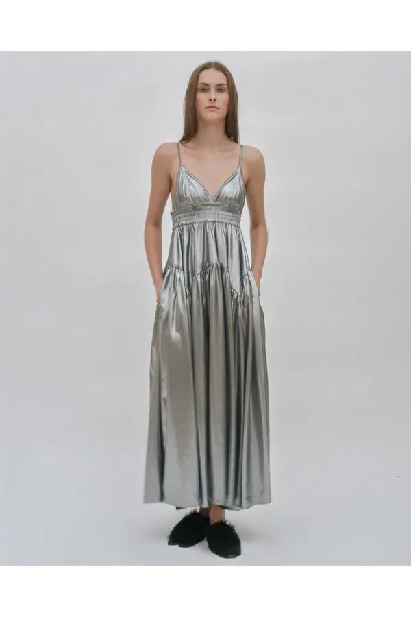 Rosetta Getty Gathered Peplum Camisole Dress